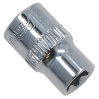 E12 Female Torx Socket Star Bit 3/8" Drive Standard External Chrome ...