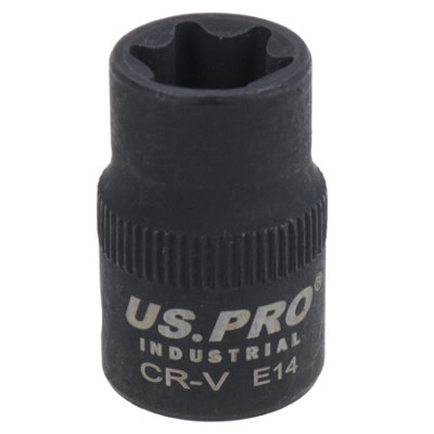 E14 Female Impacted Impact Torx Star E Socket 3/8in Drive Shallow