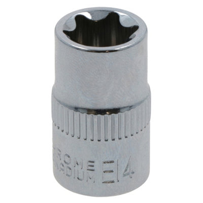 E14 Female Torx Socket Star Bit 3/8" Drive Standard External Chrome ...
