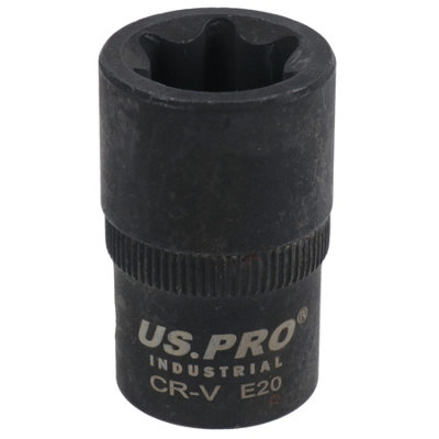 E20 Female Impacted Impact Torx Star E Socket 1/2in Drive Shallow