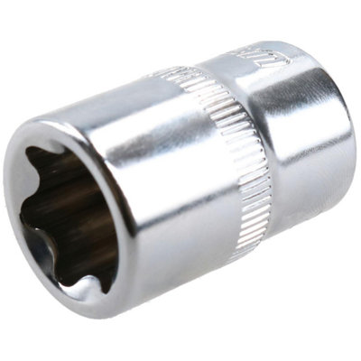 E22 Female Torx Socket Star Bit 1/2" Drive Standard External Chrome ...