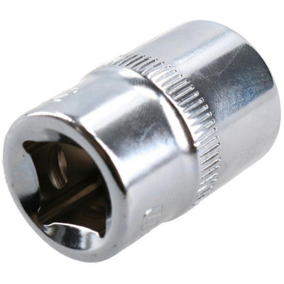 E22 Female Torx Socket Star Bit 1/2" Drive Standard External Chrome ...