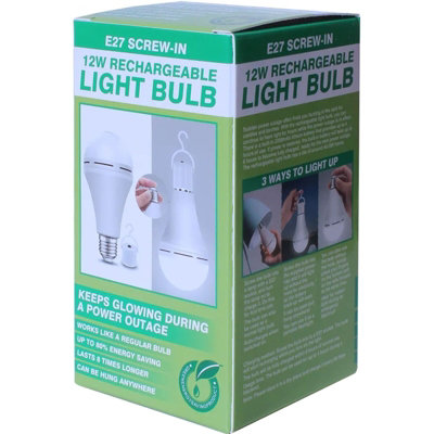 E27 Bulb Rechargeable Screw In Lamp Filament Light Bulbs Daylight Warm ...