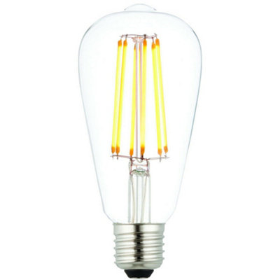 E27 Edison Dimmable LED Light Bulb 6W Warm White 1800K Glass Pear ...