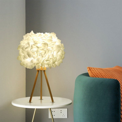 E27 Fabric Lampshade Wooden Tripod Base Table Lamp Fixtures Decor ...