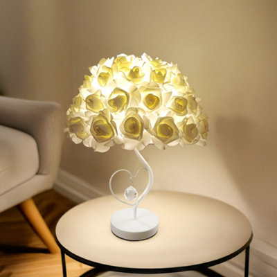 E27 Rose Flower Umbrella-shaped Lampshade Table Lamp Fixture Decor ...