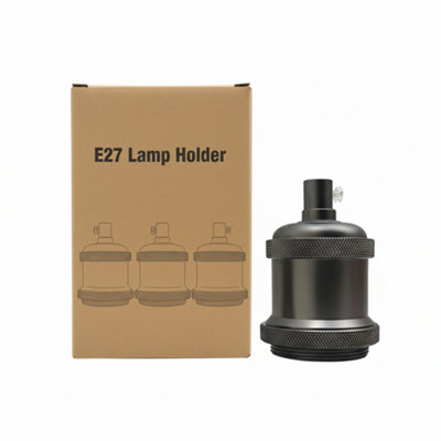 E27 Threaded Lamp Holder Base Adapter with Shade Ring Metal Screw In ...