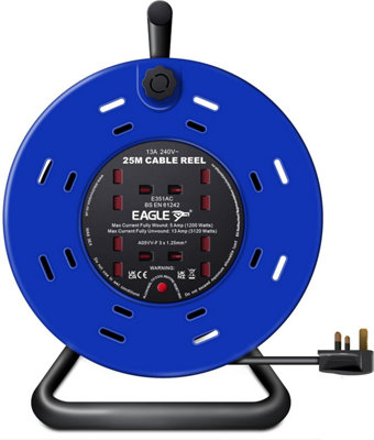 Eagle 4 x UK Plug Socket Extension Reel with A Frame Metal Holder ...
