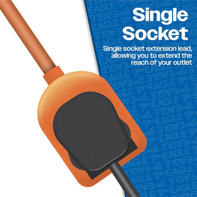 Eagle Single UK Plug to Socket Power Extension Lead Cable with H Frame ...