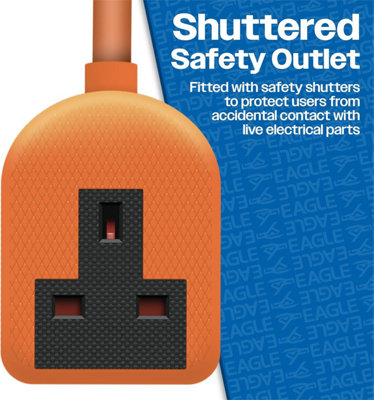 Eagle Single UK Plug to Socket Power Extension Lead Cable with H Frame ...