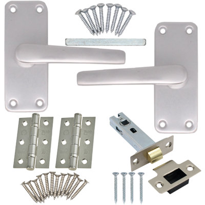 EAI - Aluminium Lever Door Handle Latch Kit / Pack - 104 x 40mm - Satin ...
