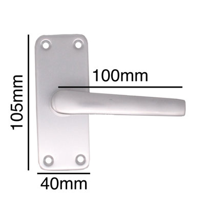 EAI - Aluminium Lever Door Handle Latch Kit / Pack - 104 x 40mm - Satin ...