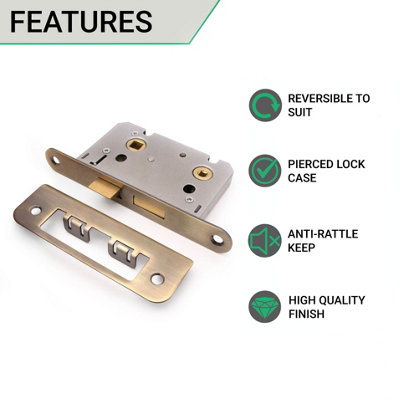 EAI Bathroom Lock 65mm / 44mm Backset ANTIQUE BRASS for Wooden ...