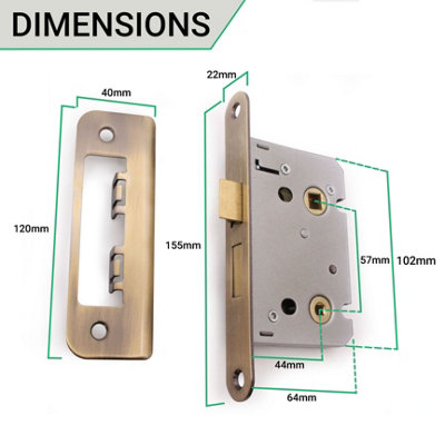EAI Bathroom Lock 65mm / 44mm Backset ANTIQUE BRASS for Wooden ...