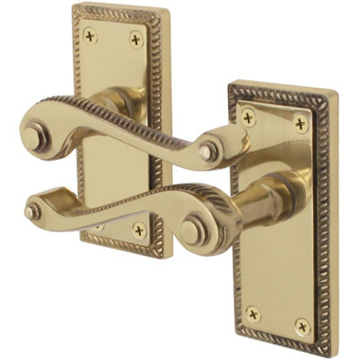 EAI Brass Door Handles Georgian Rope Edge Latch Set- 108mm - Brass Finish