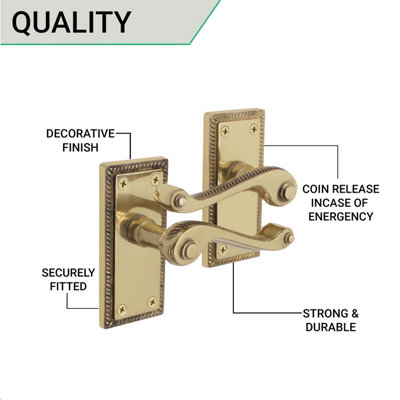 EAI Brass Door Handles Georgian Rope Edge Latch Set- 108mm - Brass Finish