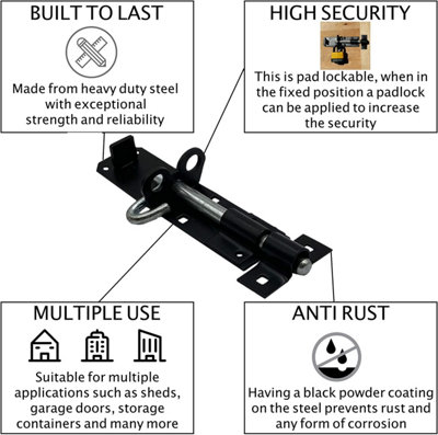 EAI Brenton Pad Lock Bolt Padbolt Lockable Sliding Gate Bolt Heavy Duty ...