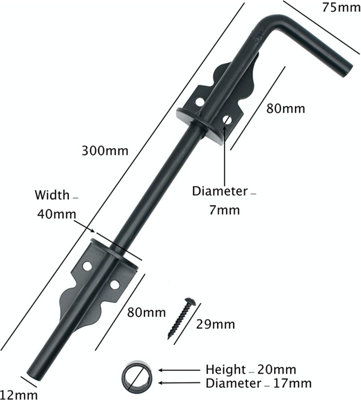 EAI - Cane Gate Bolt Garage Drop Bolt Strong Steel with Hold Up Feature ...