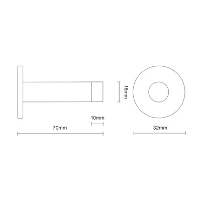 EAI Chrome Door Stop Buffer Wall Skirting Projection Doorstop 70mm ...