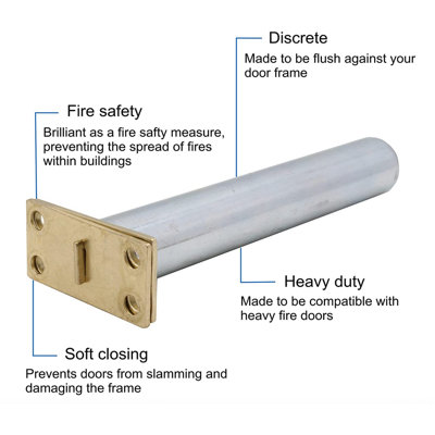 EAI Concealed Chain Door Closer Adjustable Spring Brass Square Forend