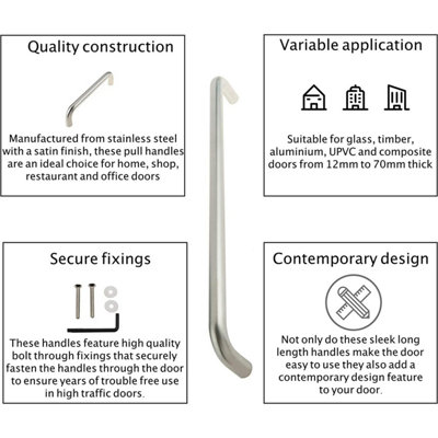 EAI - Contract Bolt Through Pull Handle - 1000x25mm - SUS304 - Satin ...
