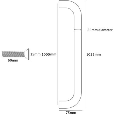EAI - Contract Bolt Through Pull Handle - 1000x25mm - SUS304 - Satin ...