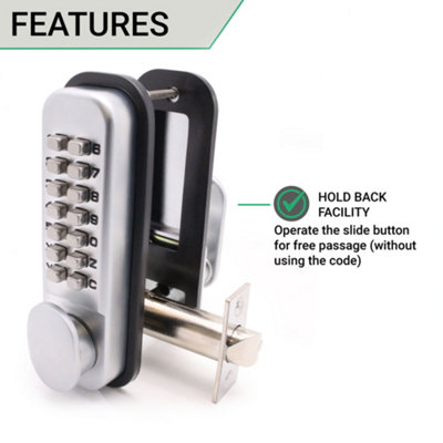 EAI Digital Push Button Code Lock Paddle Handle Hold Back Commercial ...