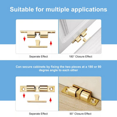 EAI - Double Ball Catch Brass PACK of 2 60mm Cupboard Wardrobe Catch