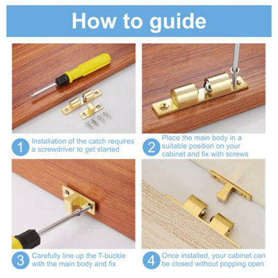 EAI - Double Ball Catch Brass PACK of 2 60mm Cupboard Wardrobe Catch