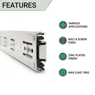 Shop EAI Drawer Runner Double Full Extention Runners 45x12.7mm Smooth ...