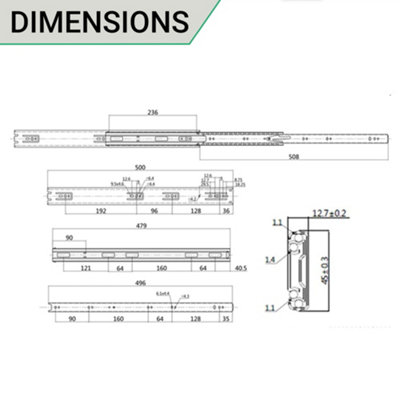 Shop EAI Drawer Runner Double Full Extention Runners 45x12.7mm Smooth ...