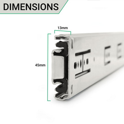 EAI Drawer Runner Double Full Extention Runners 45x12.7mm Smooth Ball ...