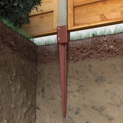 EAI - Fence Post Spike 75x600mm Anchor Bracket Holder Support Red Oxide ...
