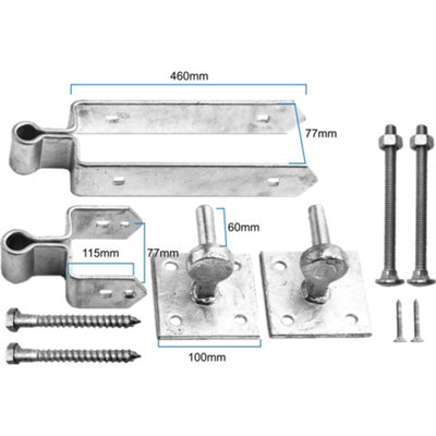 EAI - Field Gate Hinge Set Double Strap Hook on Plate - (24" / 600mm ...