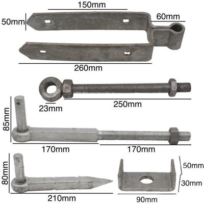 EAI - Field Gate Hinge Set Double Strap Hook to Drive and Bolt Pattern ...