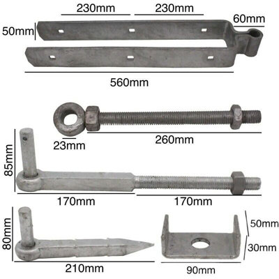 EAI - Field Gate Hinge Set Double Strap Hook to Drive and Bolt Pattern ...