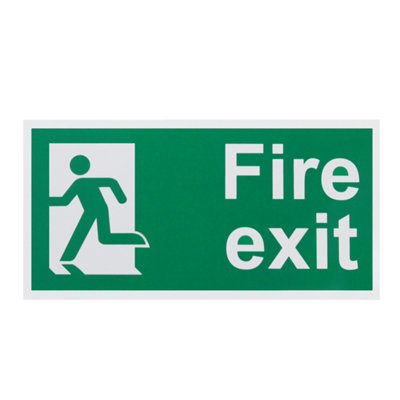 EAI - Fire Exit Sign Man Left 300x150mm Self Adh Semi Rigid PVC | DIY ...