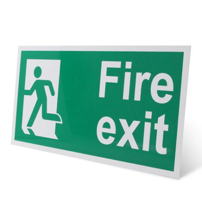 EAI - Fire Exit Sign Man Left 300x150mm Self Adh Semi Rigid PVC | DIY ...