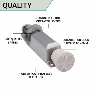 EAI - Foot Operated Door Holder Hold Open Back - 120mm - Satin