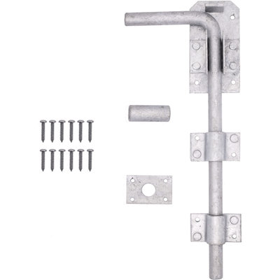 EAI - Gate Bolt Garage Drop Down Bolt with Fixings - 300mm 12" - Galvanised