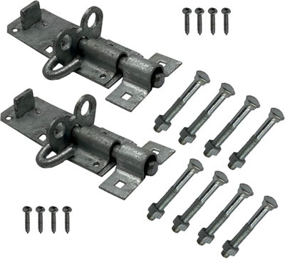 EAI - Gate Garage Padlock Bolt With Fixings - 100mm 4 " - Galvanised ...