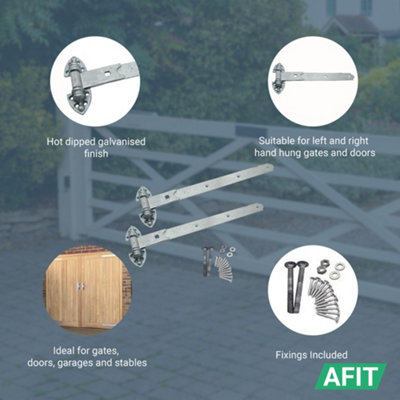 EAI Gate Hinges Heavy Reversible Pattern - 16" / 400mm - Galvanised - 1 ...