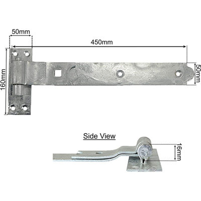 EAI - Gate Hinges Hook Band Cranked Gate Garage Set Hinge Set - 450mm ...
