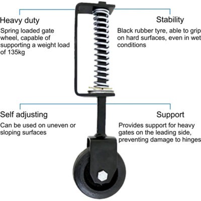 EAI Gate Wheel Heavy Duty Gate Garage Door Caster HD Spring & Fixing ...