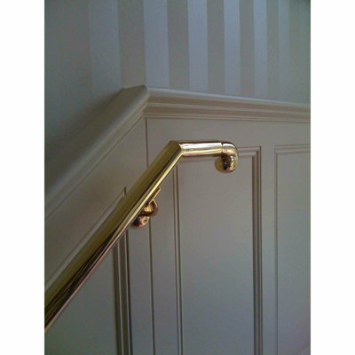 EAI Handrail Bracket Polished Brass Pack 2 Banister Brackets Stair ...