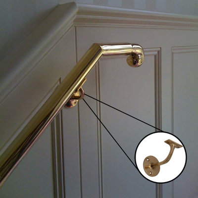 EAI Handrail Bracket Polished Brass Pack 2 Banister Brackets Stair ...