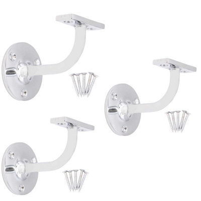 EAI Handrail Bracket Polished Chrome Pack 3 Banister Brackets Stair ...