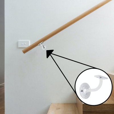 EAI Handrail Bracket Polished Chrome Pack 4 Banister Brackets Stair ...