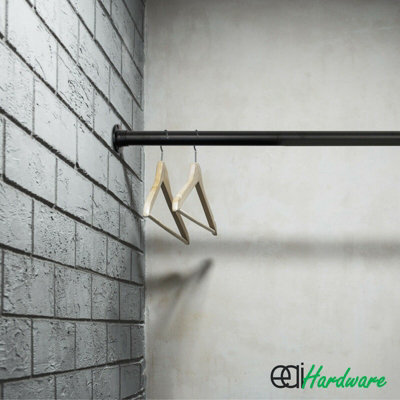 EAI - Hanging Wardobe Rail Kit - Black - 25mm Tube - 1829mm Rail with ...