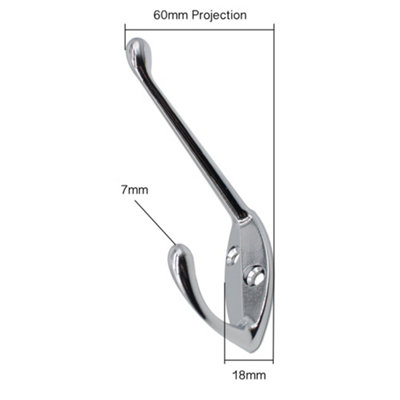 EAI - Hat and Coat Hook - 60mm - Polished Chrome - Pack of 4 | DIY at B&Q